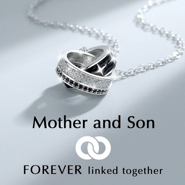 Mother & Son Forever Linked Together-Interlocking Round Necklace，S925 – T-spaces.com